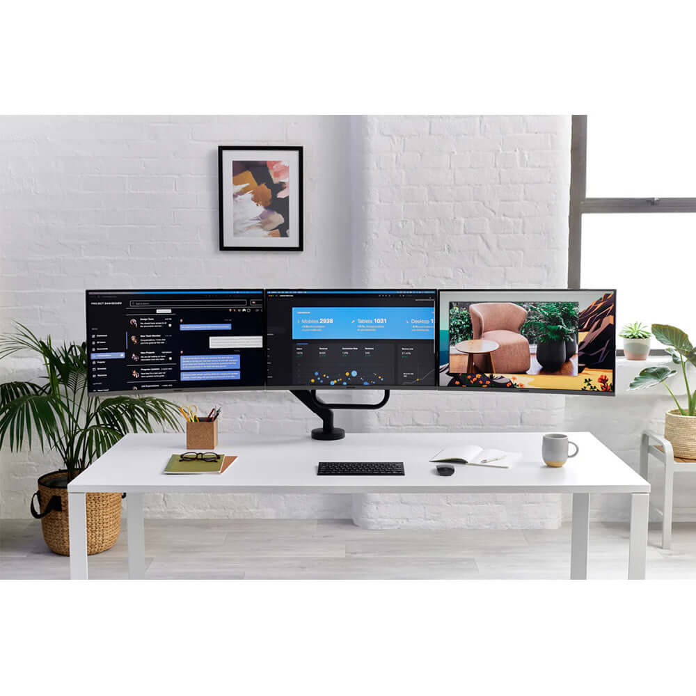 Flo X Triple Monitor Arm: Ergonomic Adjustable Mount for Heavy Screens ...