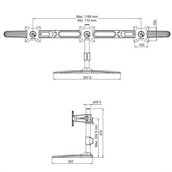 Aavara Triple Monitor Stand - Freestanding Screen Holder - Ergonomics Now